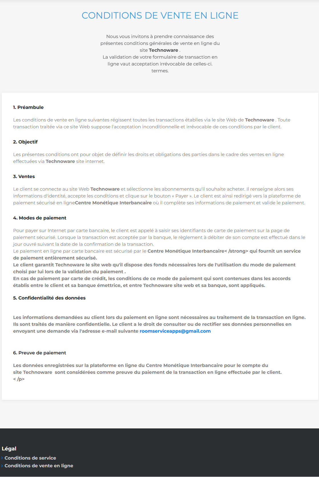 ROOM IPTV CONDITIONS DE VENTE EN LIGNE - ABONNEMENTS IPTV